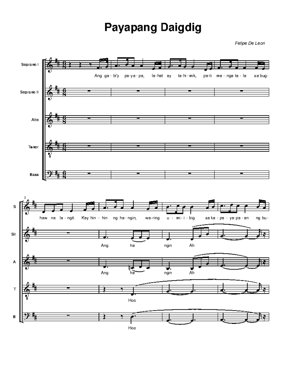 Payapang Daigdig: Soprano I, II, Alto, Tenor, Bass Notes - Studocu