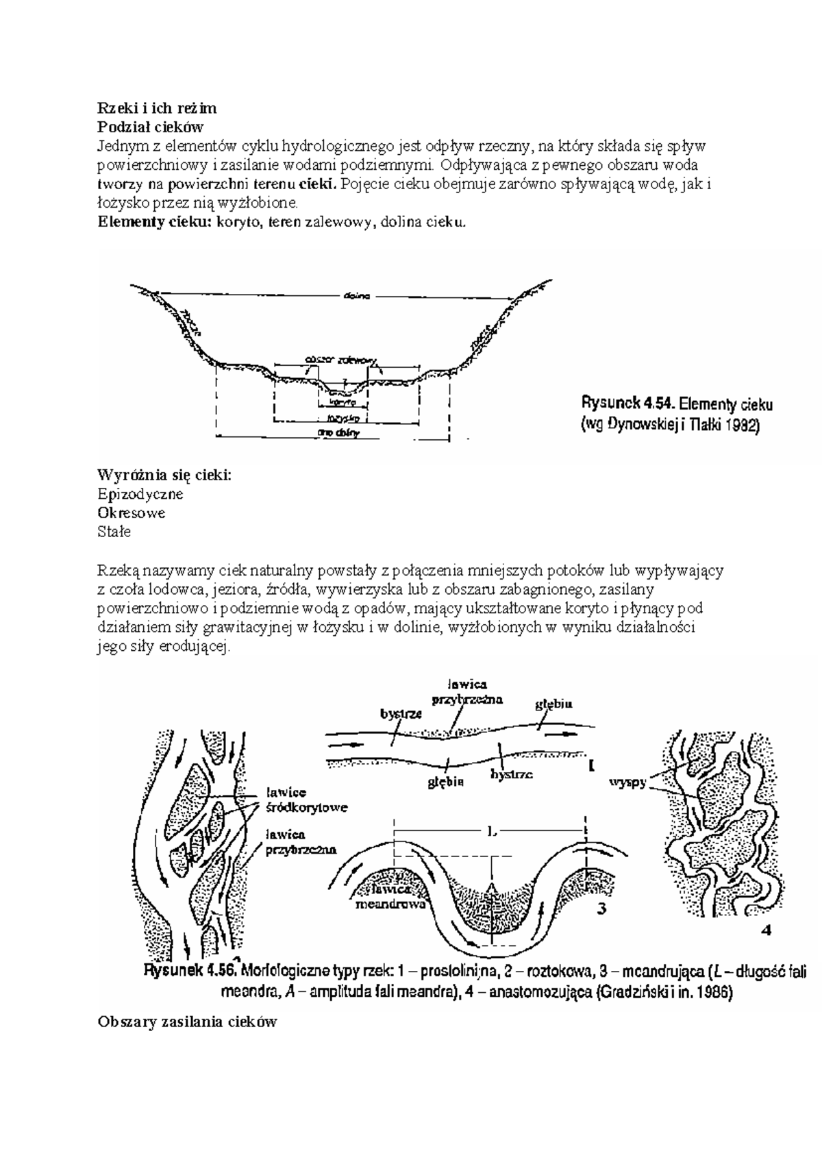 Zasady podziału i charakterystyka cieków - hydrologia 101 - Studocu