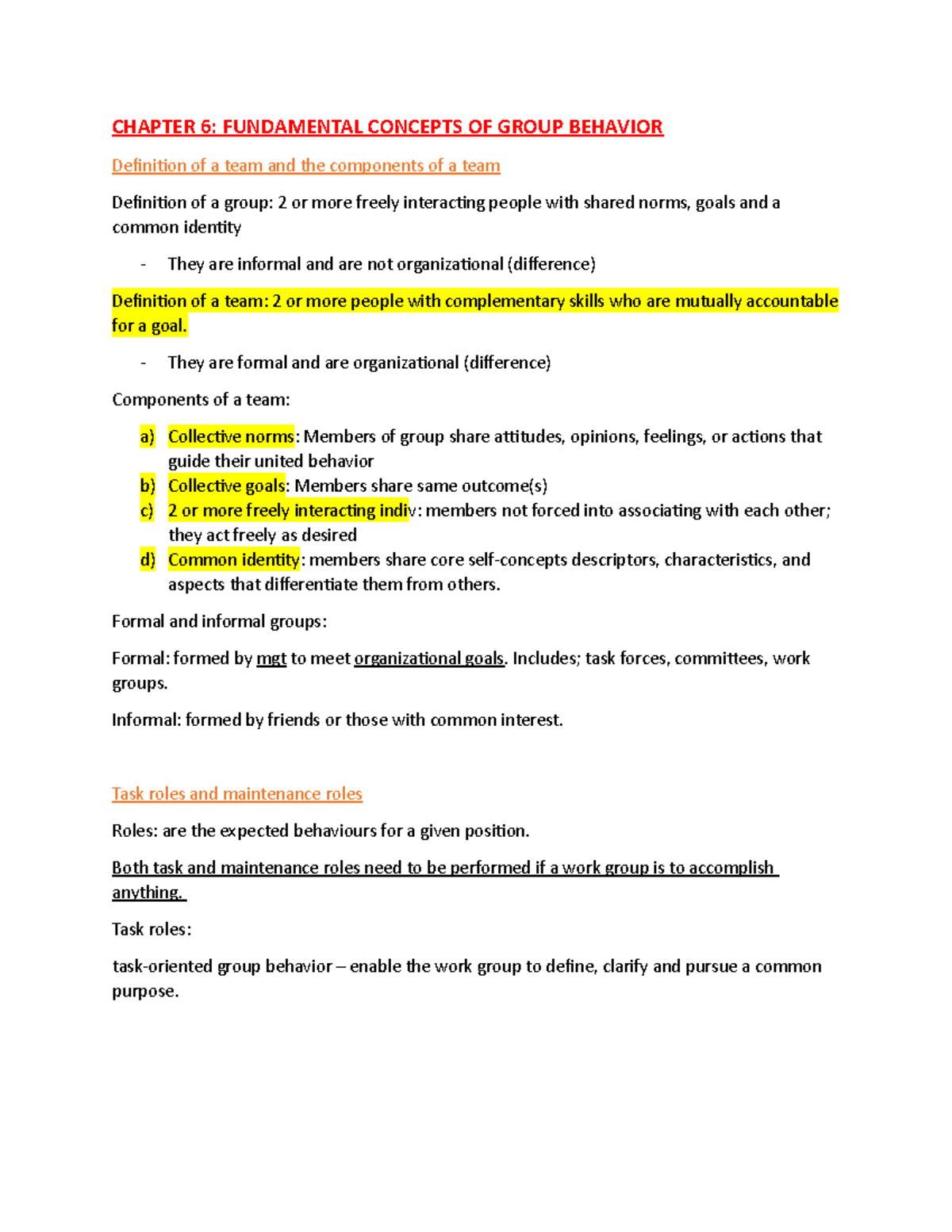 Final Exam Notes: CH 6-8 on Group Behavior and Conflict Resolution ...