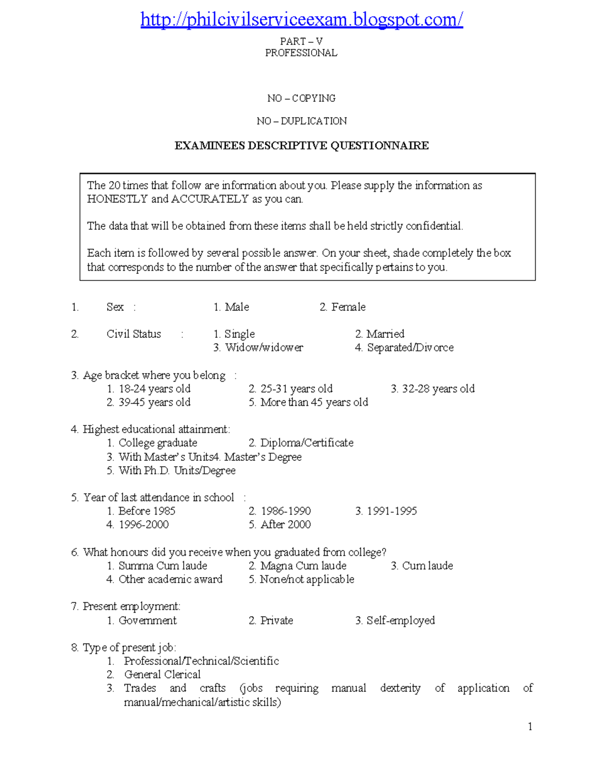 Philippines Civil Service Professional Reviewer: Descriptive ...