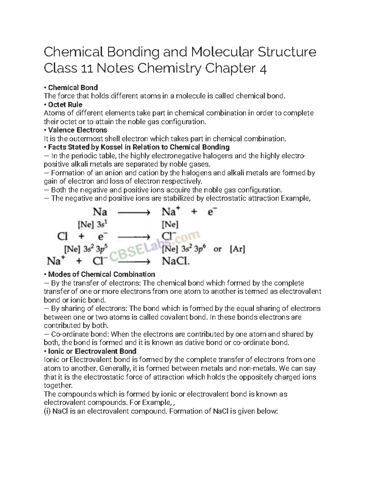 Class 11 Chemistry Notes: Chemical Bonding & Molecular Structure ...