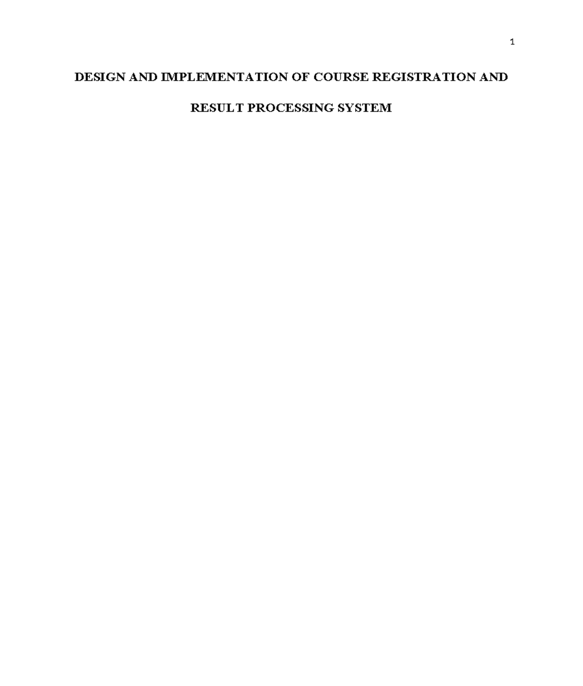 Design & Implementation of Course Registration System at CU - Studocu