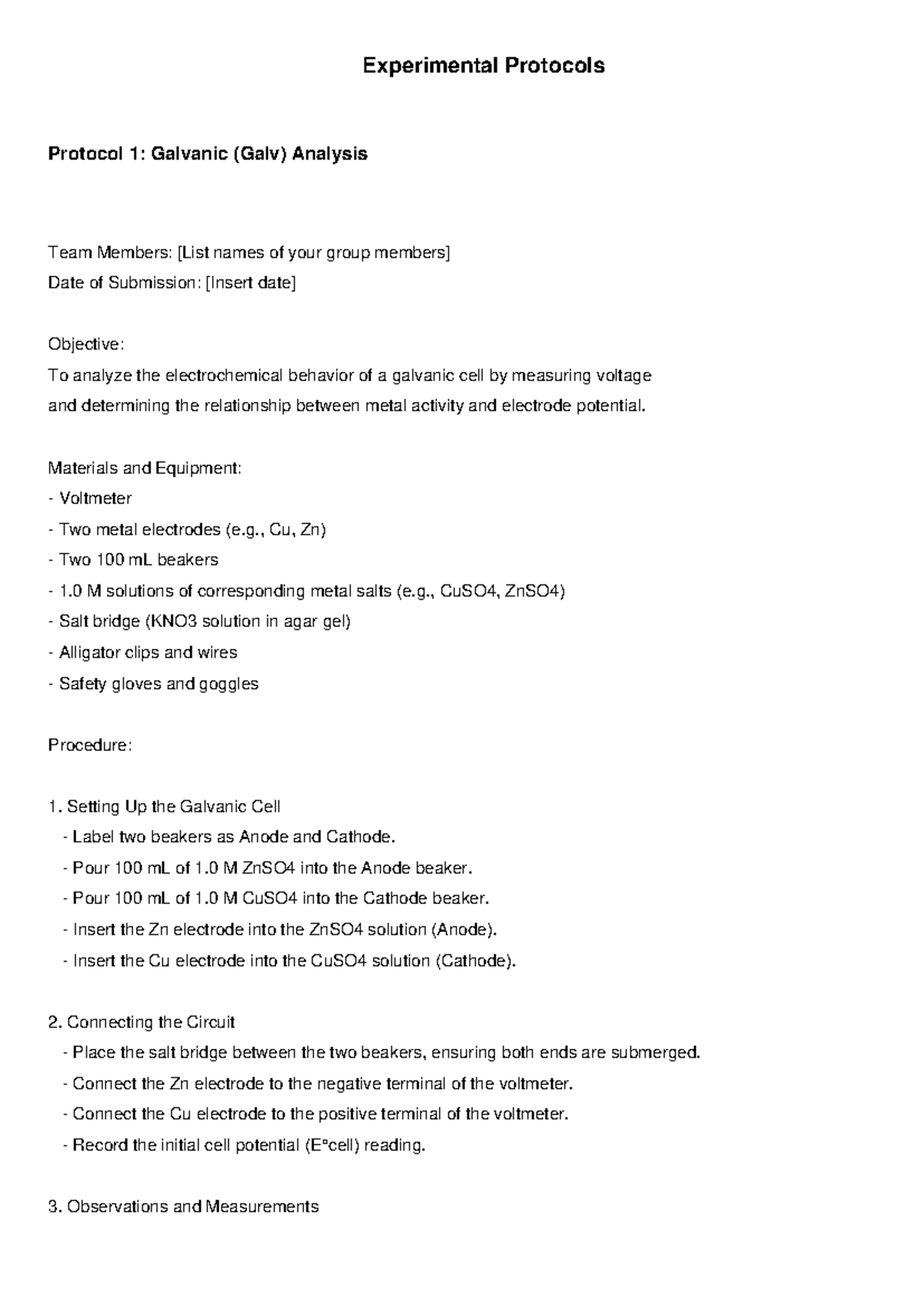 Lab Protocols Practice Material Experimental Protocols Protocol 1
