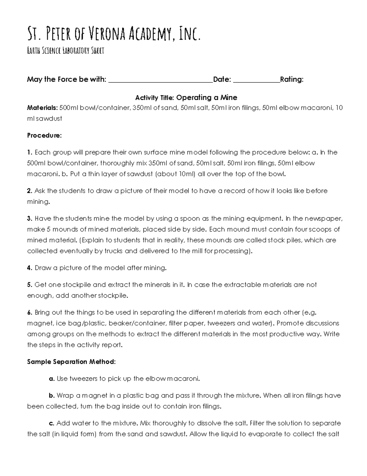 Earth Science Laboratory Sheet (ES 101) - Analysis of Rock Porosity ...