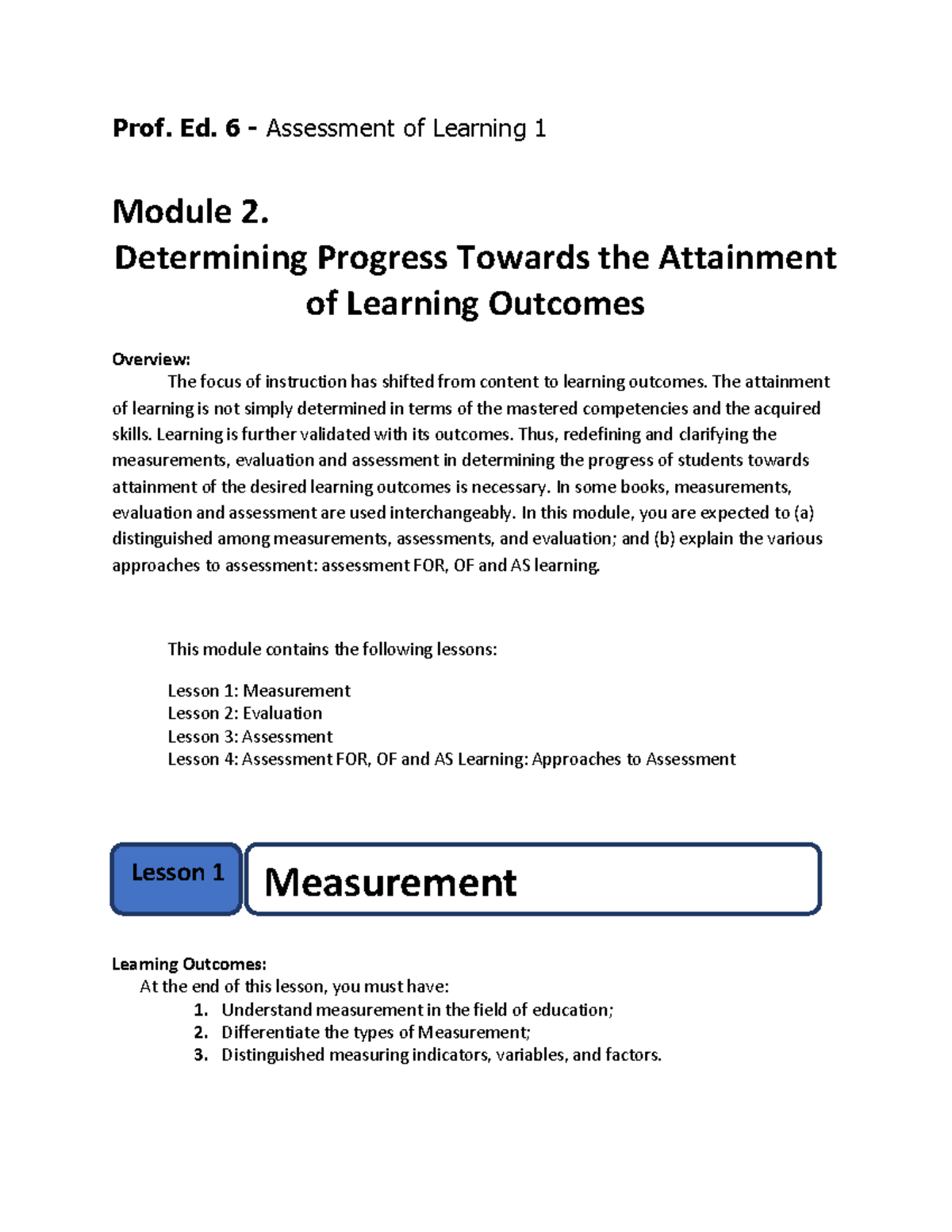 Chapter 2 - measurement and assessment - Prof. Ed. 6 - Assessment of ...