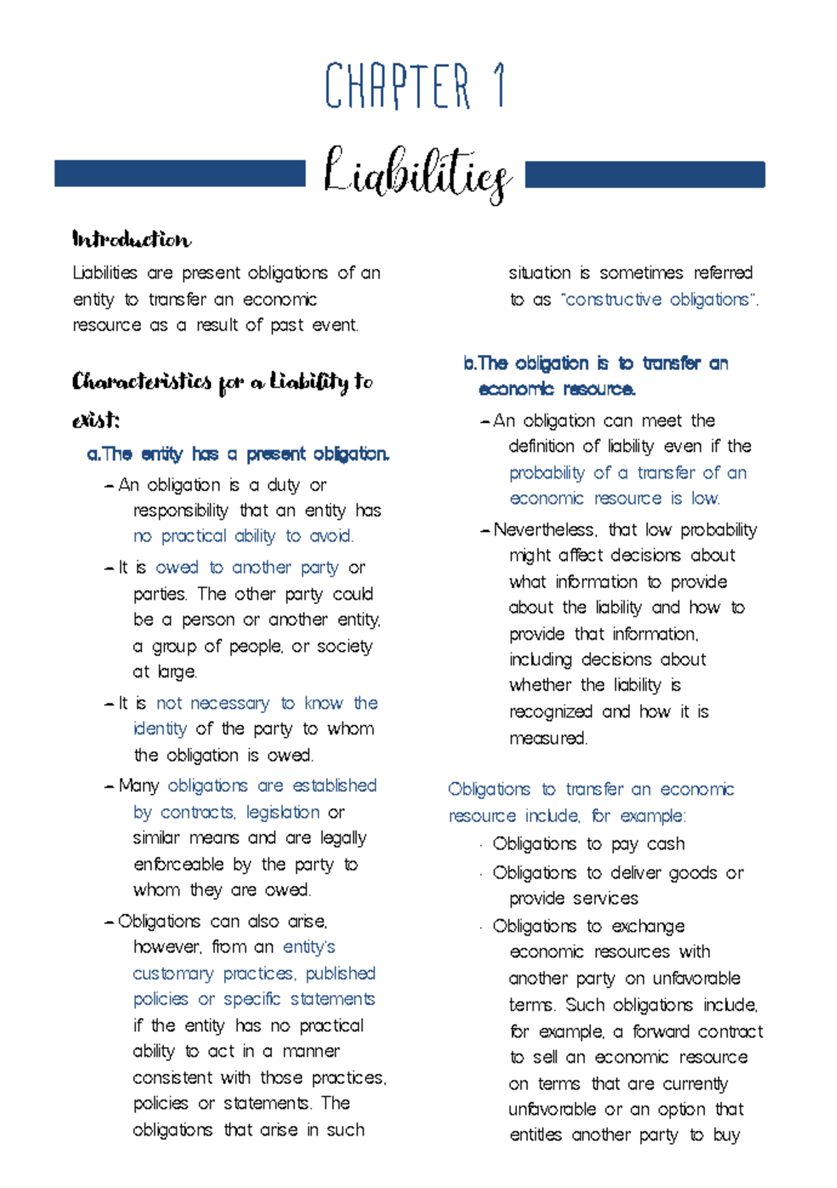 Chapter 1 Liabilities - CHAPTER 1 Introduction Liabilities are present ...