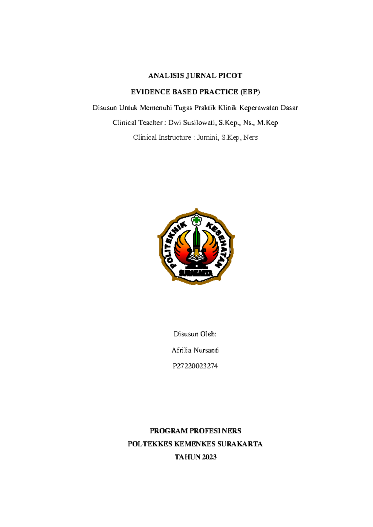 EBP: Analysis of PICOT Journal on Physical Mobility Disorders - Studocu