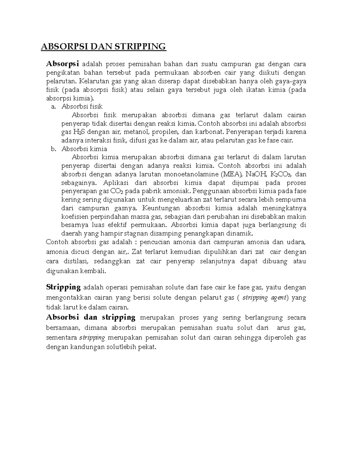 Proses Absorpsi dan Stripping dalam Teknik Kimia: Penjelasan dan ...