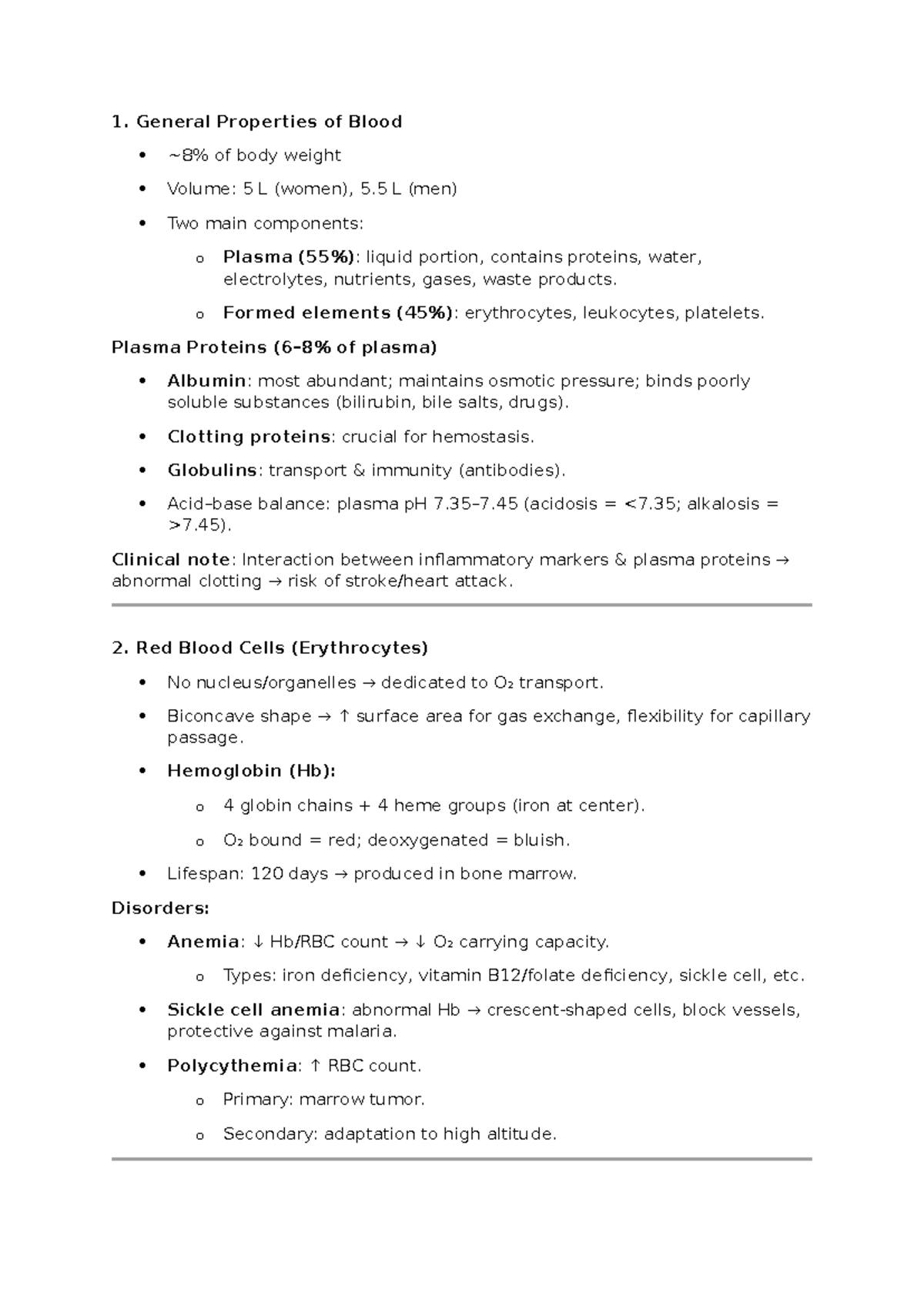 Blood Physiology: General Properties, Components, and Disorders (BIO ...