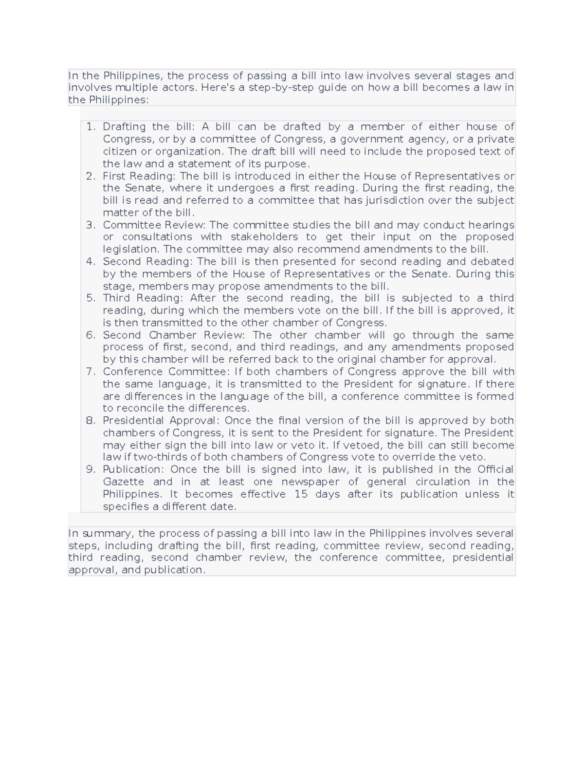 How a Bill Becomes Law in the Philippines: A Step-by-Step Guide - Studocu