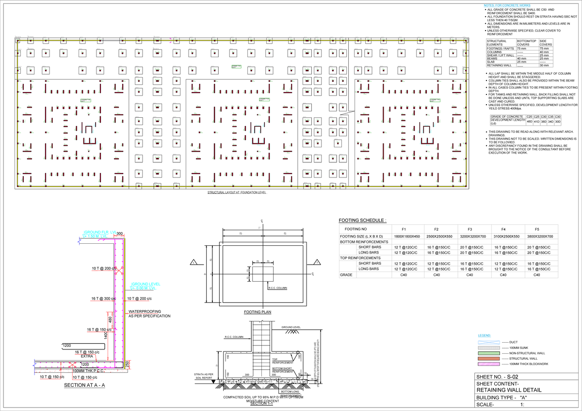 Structural Layout and Retaining Wall Details S-02 - Studocu
