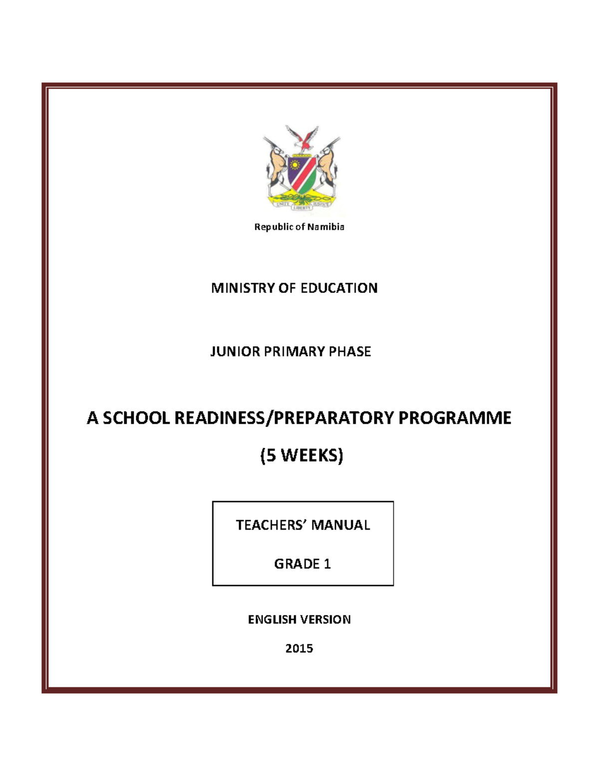 Teachers' Manual for Grade 1 Readiness Programme JP-Manual(Gr1Readiness ...
