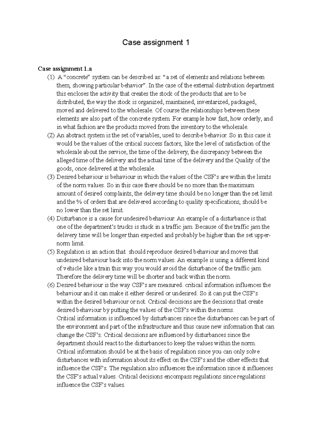 Case assignment 1 - Werkgroep opdracht 1 - Case assignment 1 Case ...