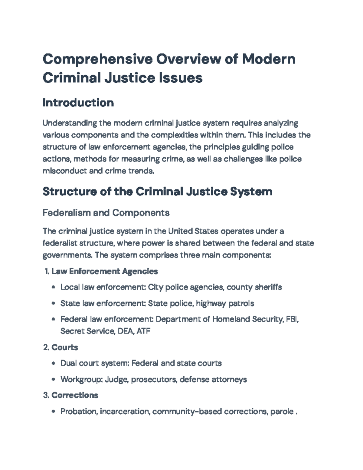 Criminal Justice System Overview: Issues, Challenges, and Processes ...