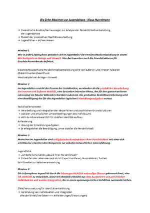 Hurrelmann - Die zehn Maximen der sozialisationstheoretischen ...