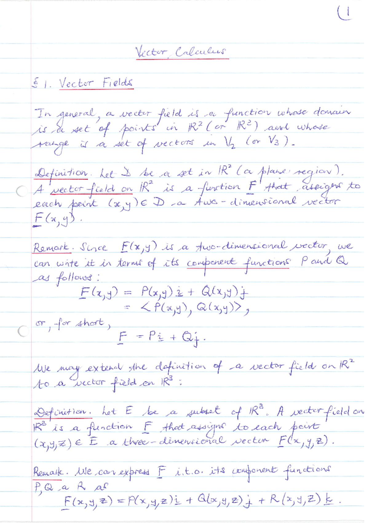Lecture 1A - Introduction to Vector Fields in Calculus - Studocu