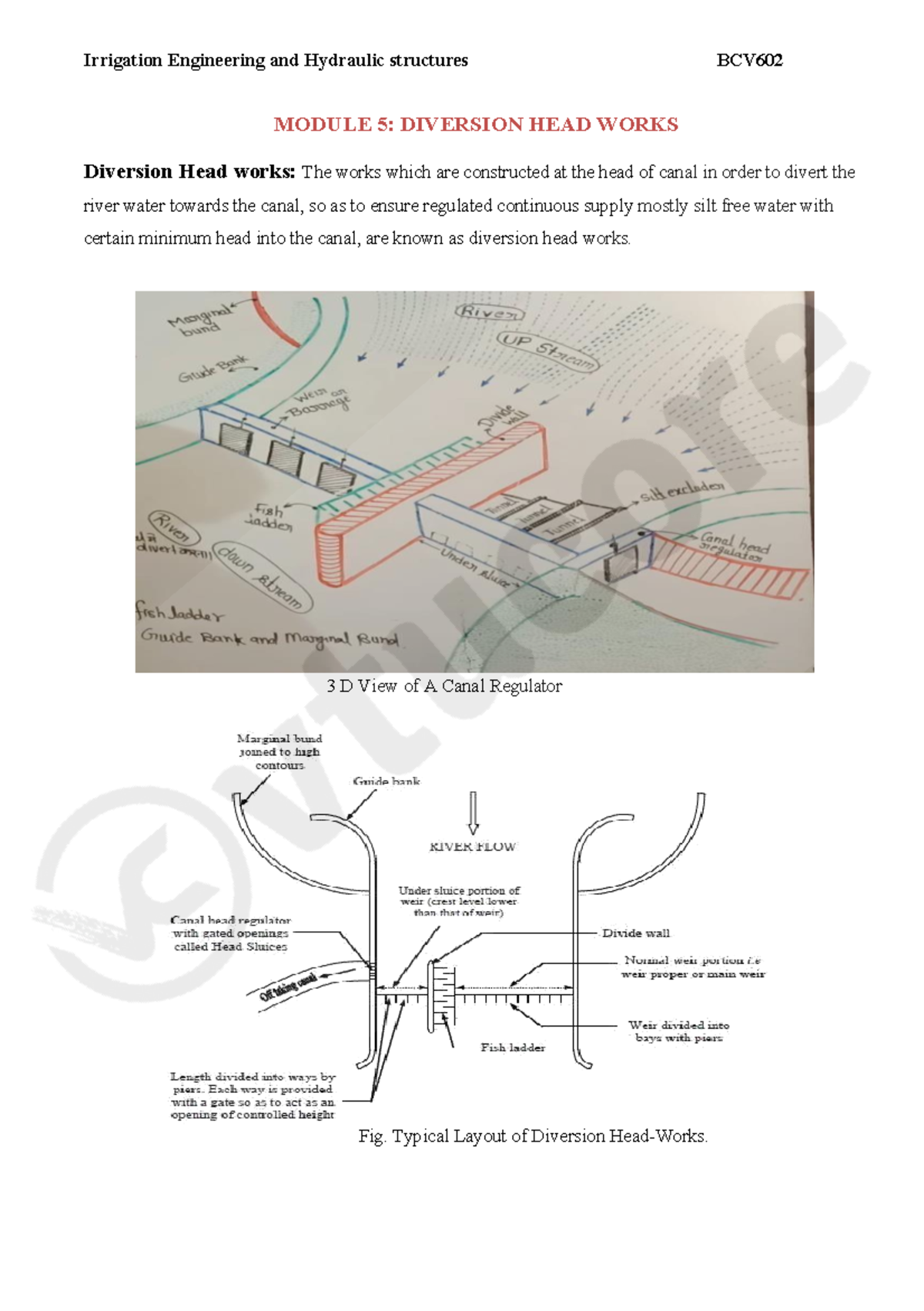 BCV602 - Module 5: Diversion Head Works in Irrigation Engineering - Studocu