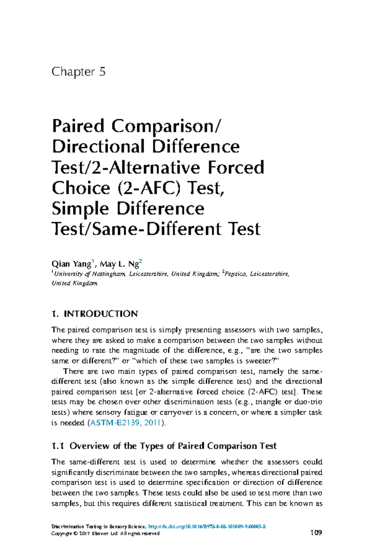 Paired Comparison Test: Chapter 5 Overview and Applications - Studocu