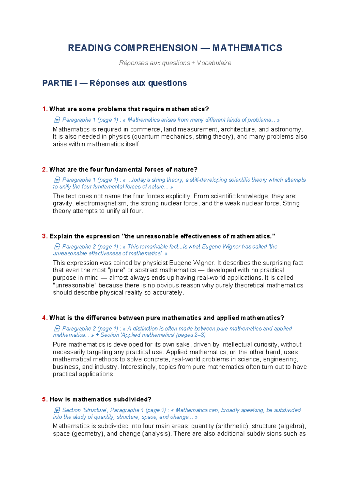Mathematics Comprehension — READING COMPREHENSION (MATH 101) - Studocu