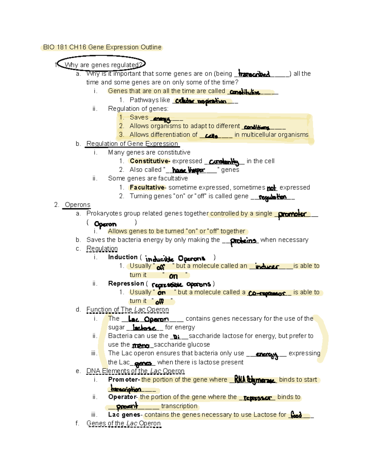 BIO 181 CH16-17 Gene Expression & Biotechnology Study Guide - Studocu