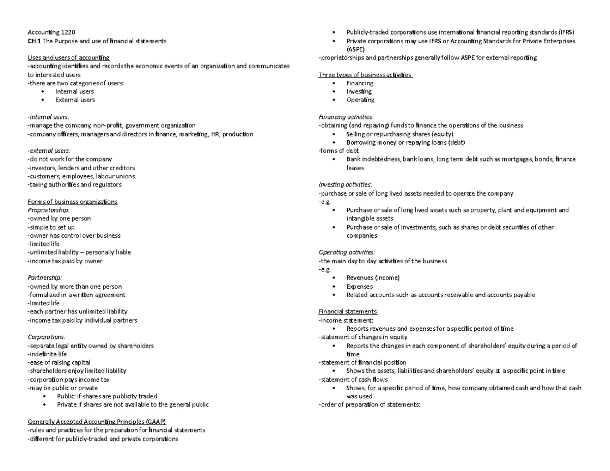 1220 Midterm 2 - practice questions - answers - ACCT 1220 - U of G ...