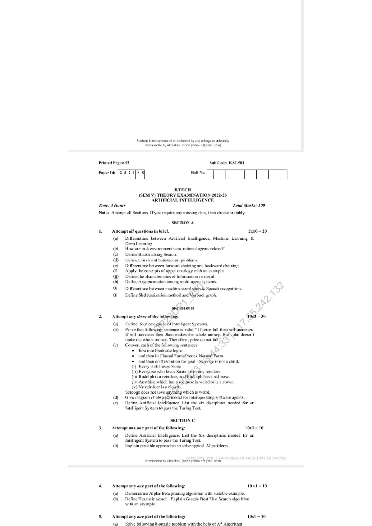 Artificial Intelligence PYQ Solved 2022-23 - Practice Questions ...