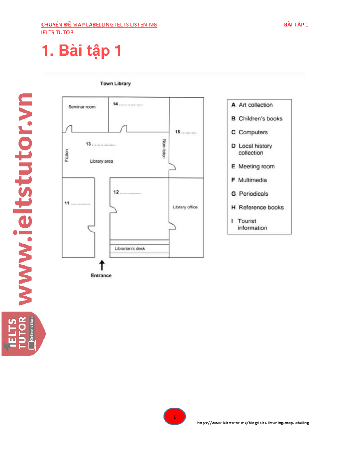 Bài tập Labelling Bản đồ IELTS Listening - Khóa IELTS 1 KÈM 1 - Studocu