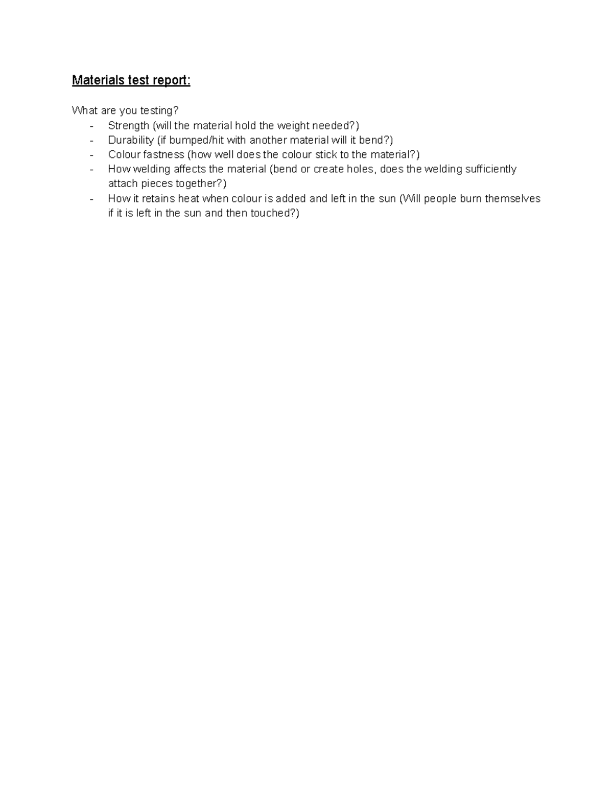 Materials Test Report: Strength, Durability, and Heat Retention - PDT ...