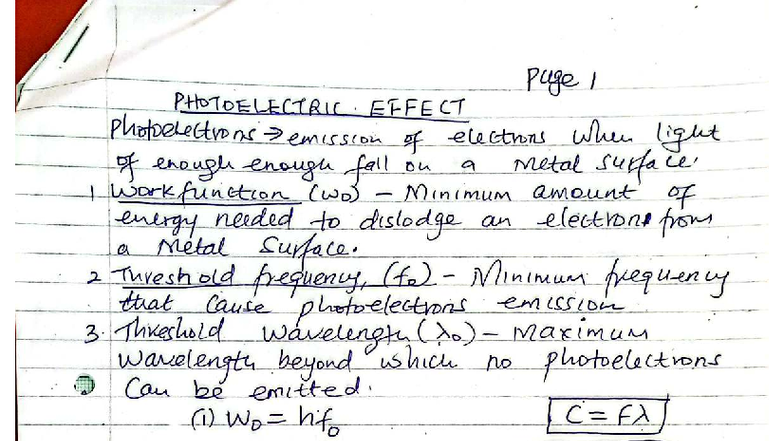 PHOTOELECTRIC EFFECT: Key Concepts and Factors (PHYS 101) - Studocu