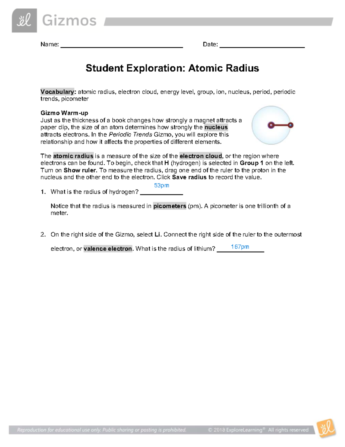 Atomic Radius - atomi - 2018 Name: Date: Student Exploration: Atomic ...