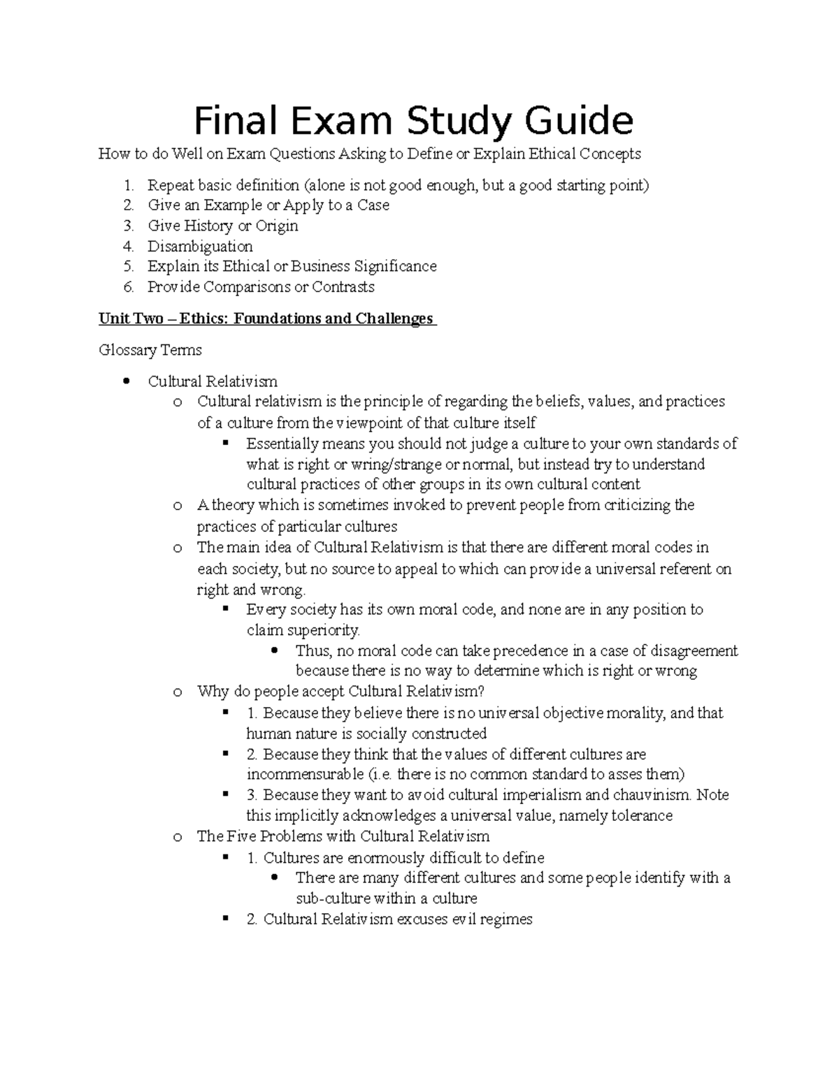 PP247 Final Exam Study Guide: Key Concepts in Ethical Theory - Studocu