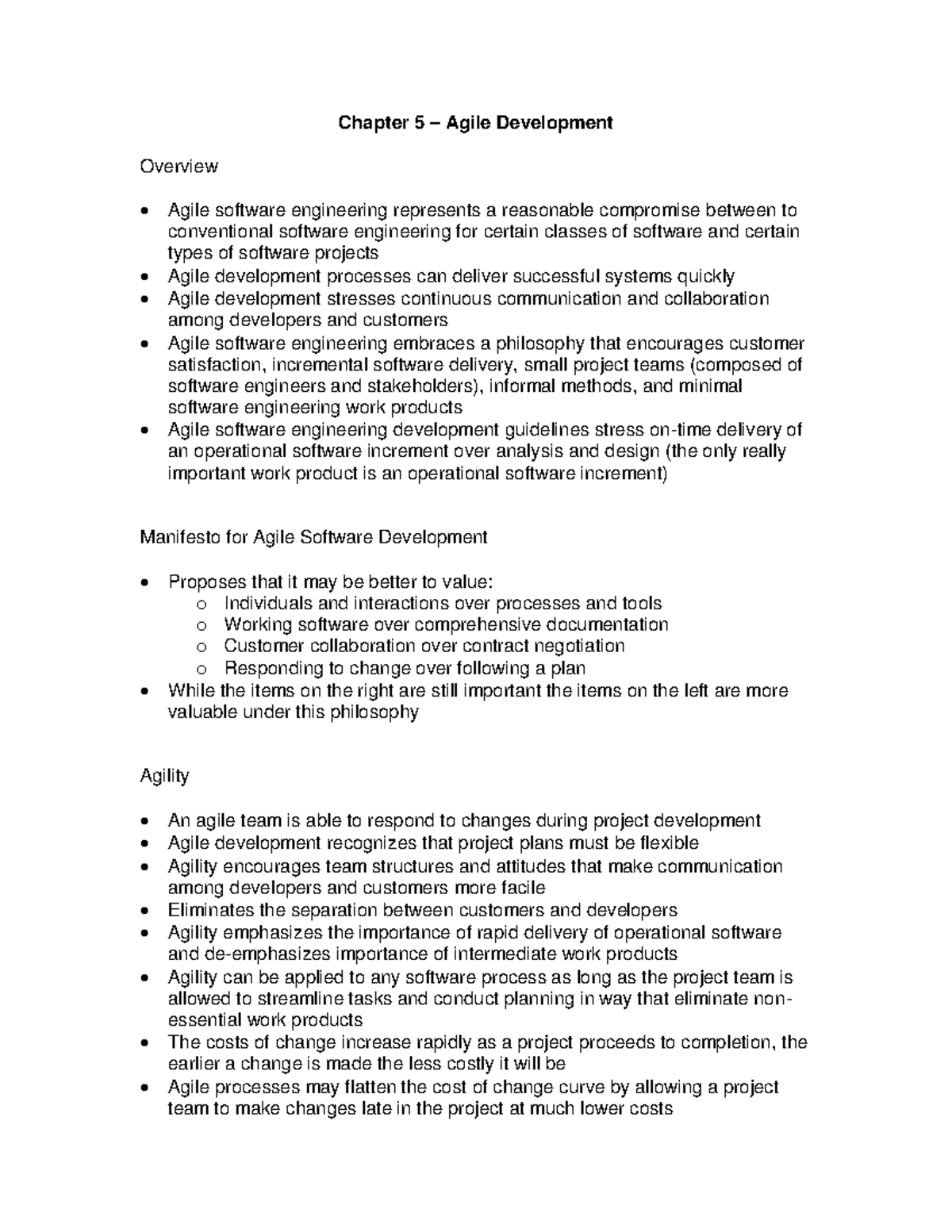 Chapter 5 Summary: Overview of Agile Development Principles and ...