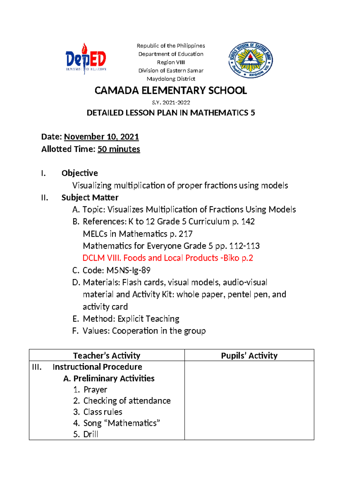 Lesson.PLAN - Detailed Lesson Plan in Mathematics - Republic of the ...