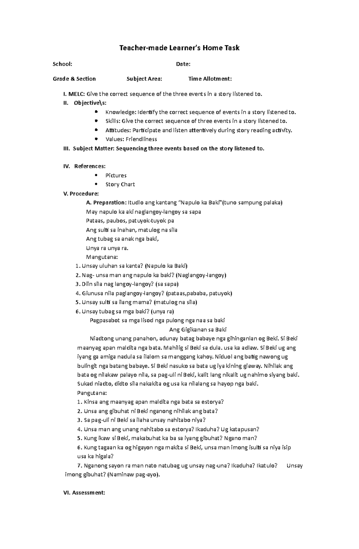 Teacher 5 - Lecture notes 4 - Teacher-made Learner’s Home Task School ...