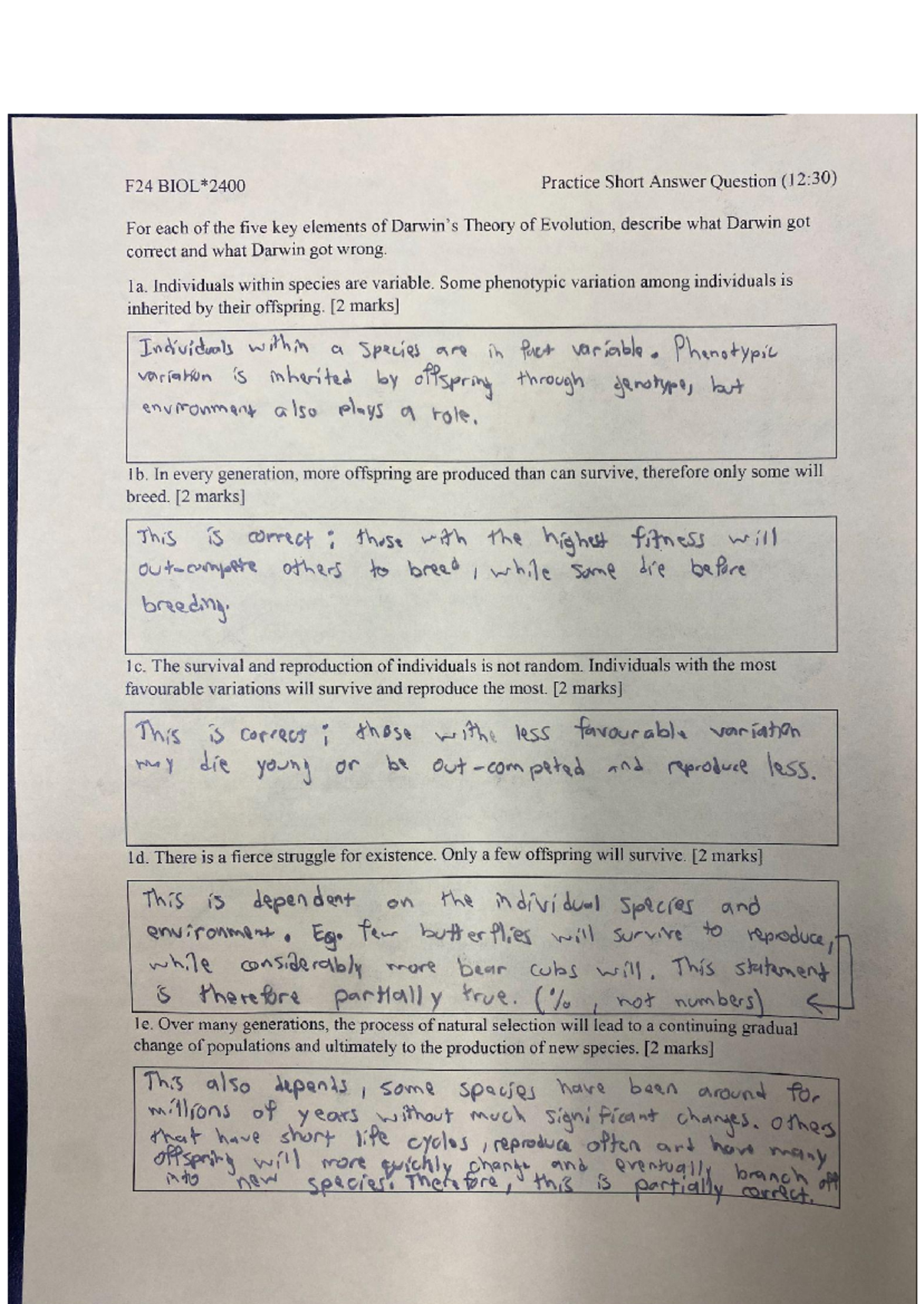 Short Answer Question Practice - F24 Practice Short Answer Question (12 ...