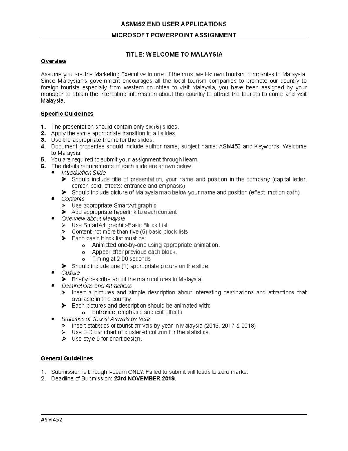 Assignment (MSPower Point) Sept 2019-Jan 2020 - ASM452 END USER ...