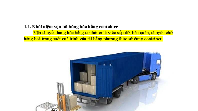 Giới thiệu vận tải container - NVGN Nhóm 4 - Khái niệm vận tải hàng hóa ...