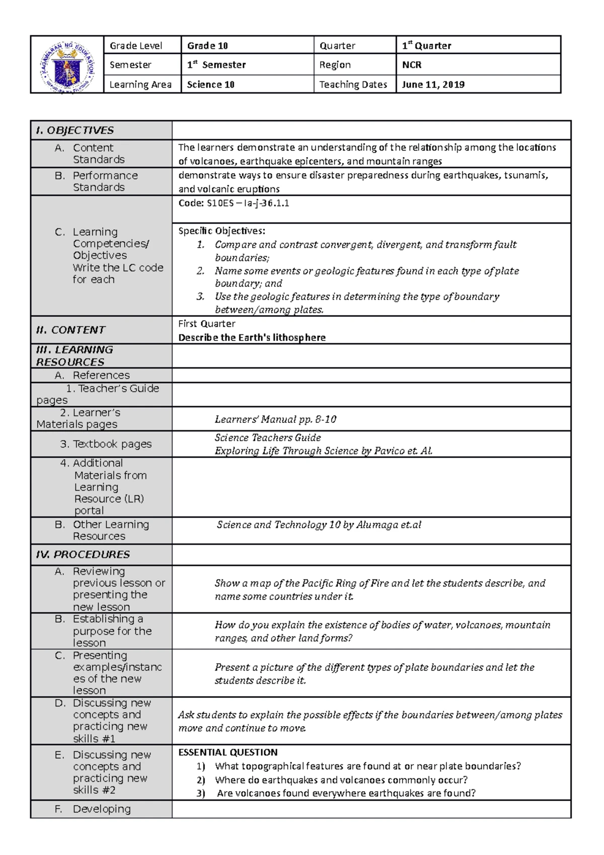 Detailed Lesson Plan: Religion & Belief Systems in CSS 12-A - Studocu