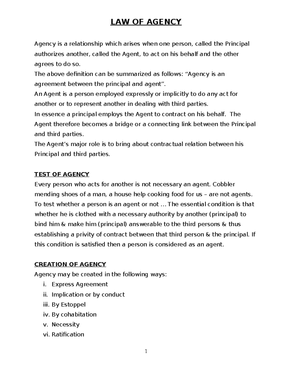 LAW OF AGENCY - Lecture Notes 6: Understanding Agency Principles - Studocu