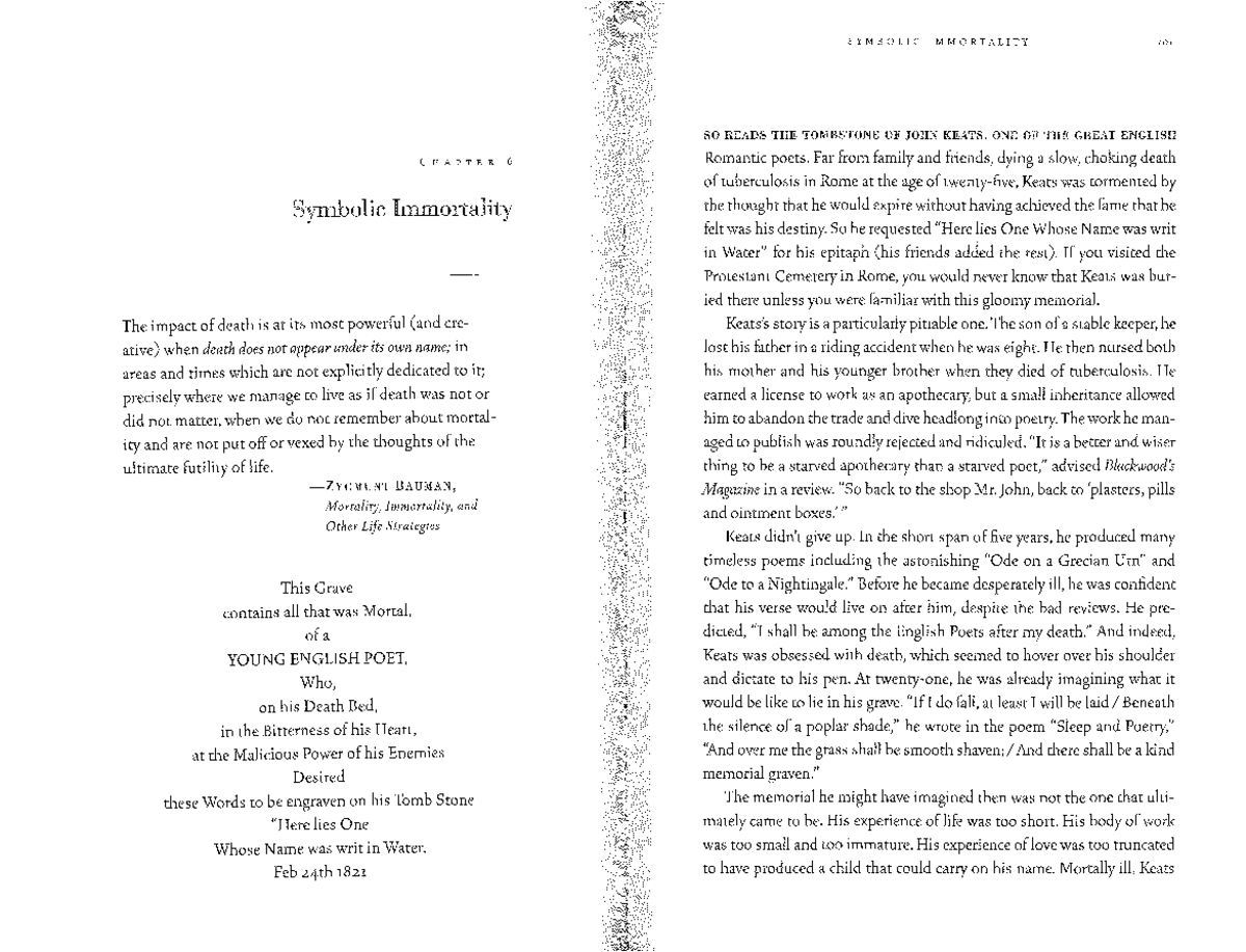 SYMBOLIC IMMORTALITY IN JOHN KEATS: A STUDY (CHAPTER 6) - Studocu