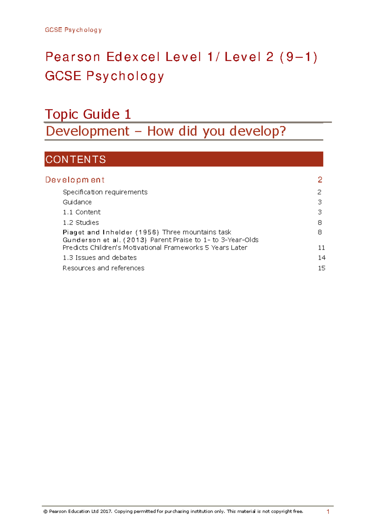 GCSE Psychology Development Topic Guide (Paper 1) - Studocu
