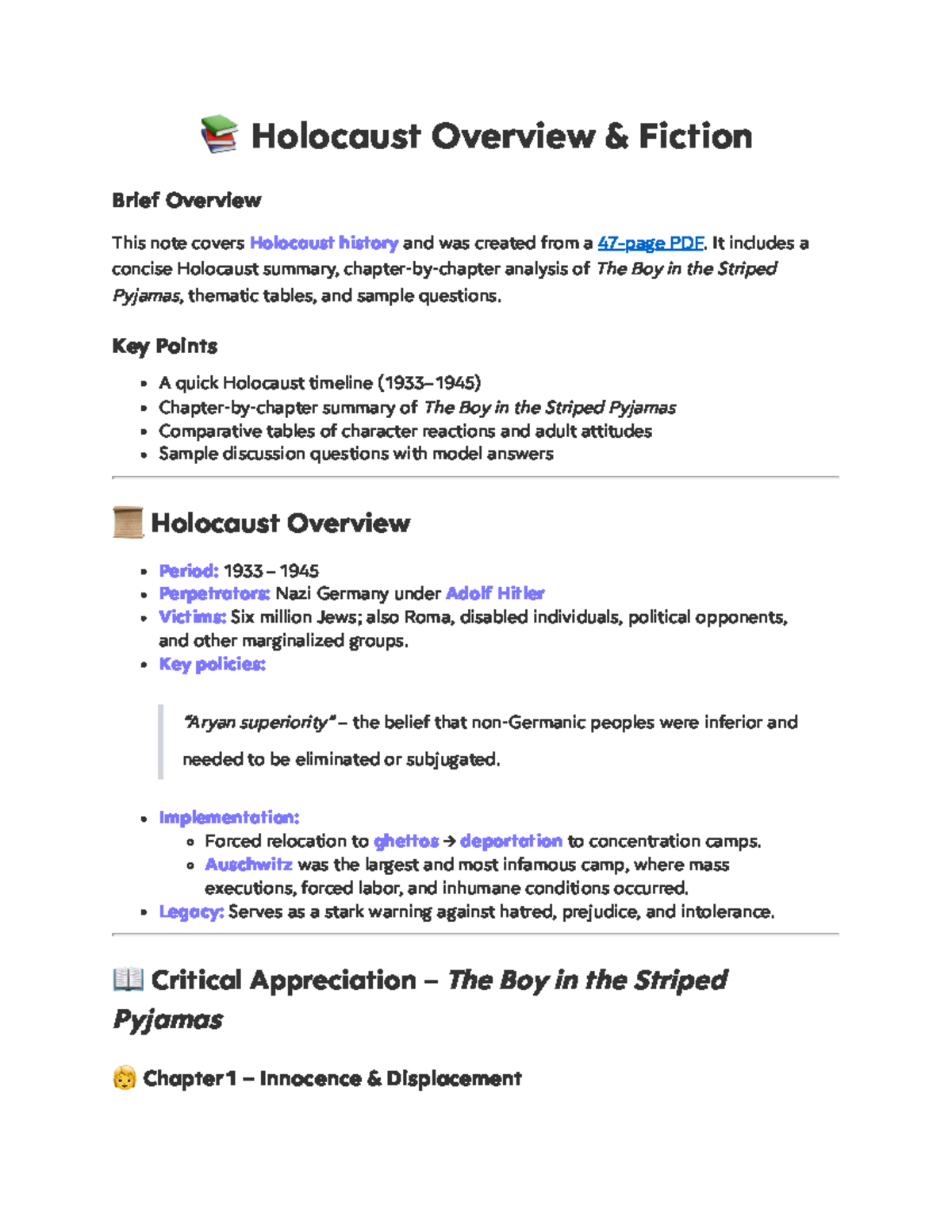 THE BOY IN THE STRIPED PYJAMAS: Critical Appreciation & Holocaust ...