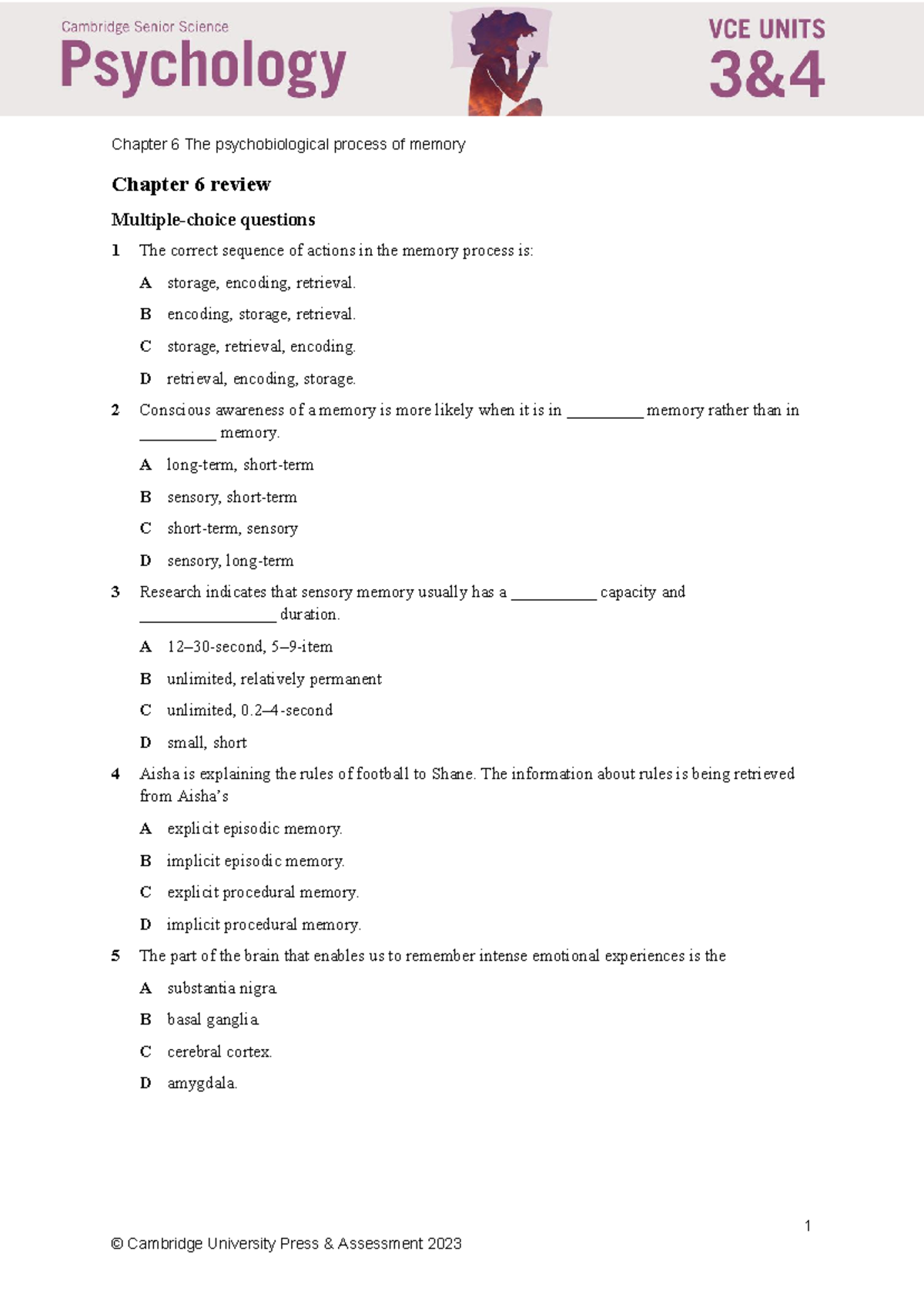 AOS2 Memory Chapter 6 Review Questions and Practice Test - Studocu
