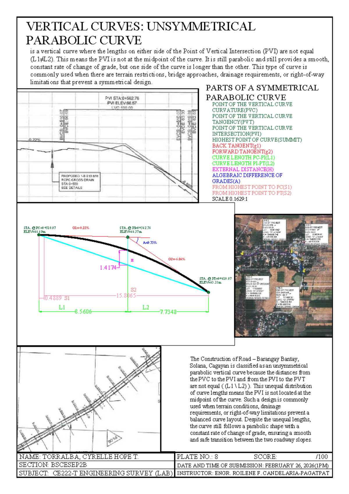 ENG SURVEY (LAB) VERTICAL CURVES: UNSYMMETRICAL PARABOLIC DESIGN - Studocu