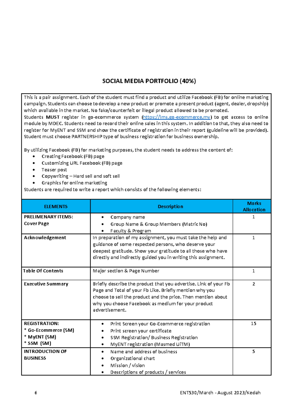 ENT530 PAIR Guidelines - 6 ENT530/March - August 2023/Kedah SOCIAL ...