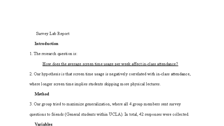 Psych 10- Survey Lab Report-2 - Survey Lab Report Introduction The ...