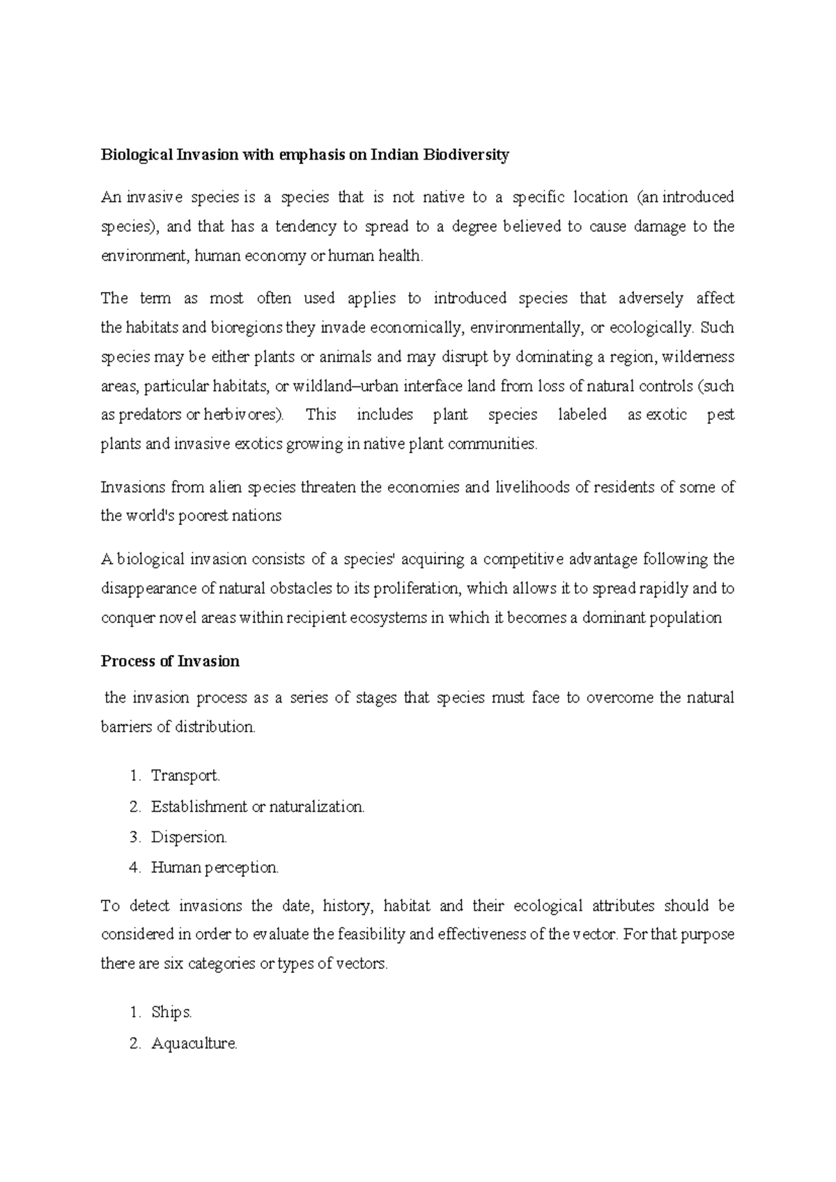 Biological Invasion and conservation projects - Biological Invasion ...