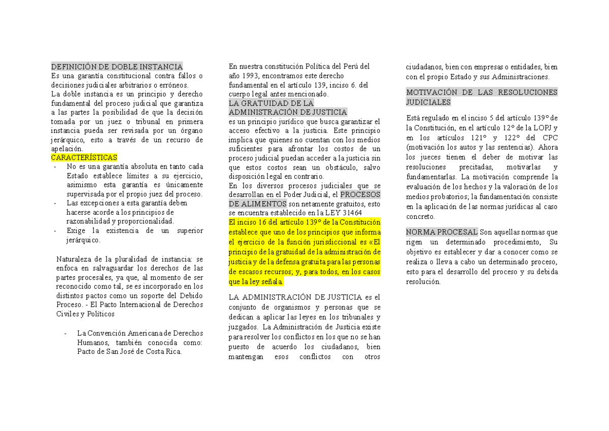 Definición y Principios de Doble Instancia en el Proceso Judicial - Studocu