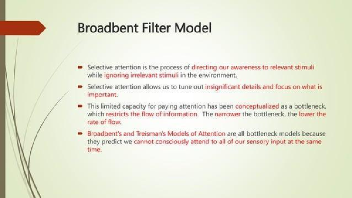 Theories of Attention: Broadbent & Treisman's Models Explained - Studocu