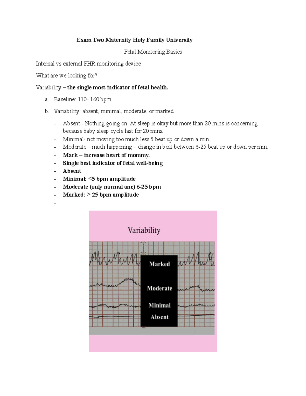 Exam Two Review - Maternity Concepts and Fetal Monitoring - Studocu
